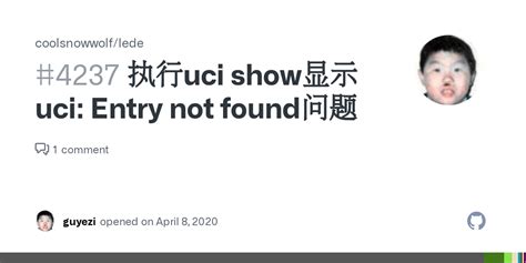 执行uci Show显示uci Entry Not Found问题 · Issue 4237 · Coolsnowwolflede