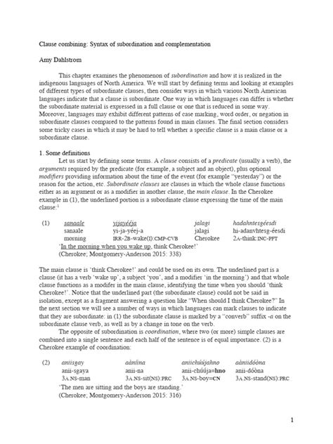clause combining syntax of subordination and complementation in north