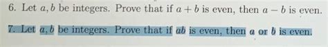 solved 6 let a b be integers prove that if a b is even