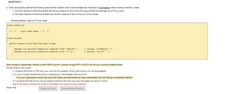 solved question 7 a write java code to define the following