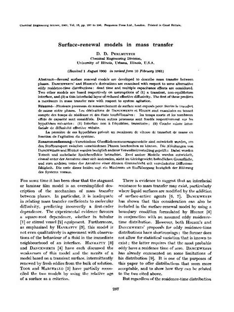 Pdf Surface Renewal Models In Mass Transfer Dokumen Tips