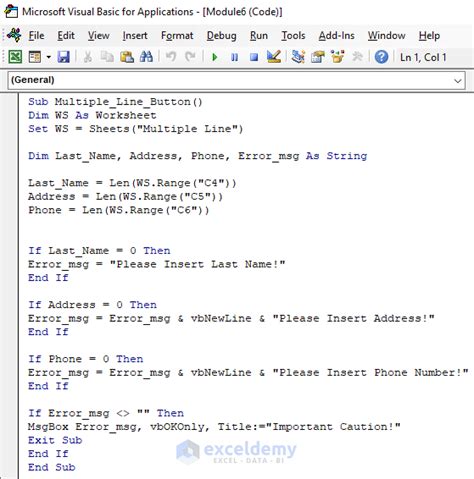 Excel VBA Create New Line In MsgBox 6 Examples