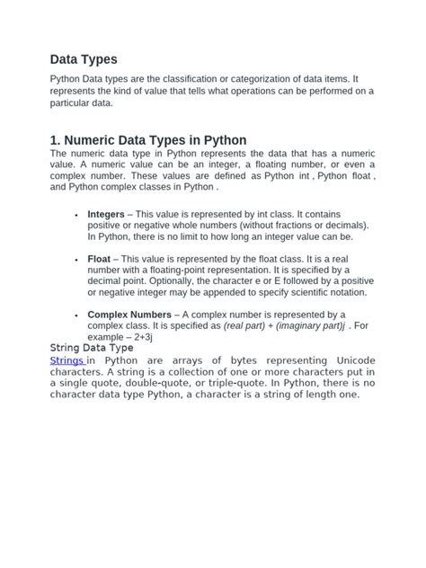 Data Types Notes Year 7 Pdf