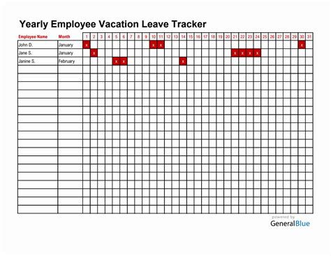 Free Excel Leave Tracker Templates
