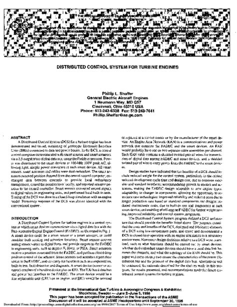 Pdf Distributed Control System For Turbine Engines Saleh Zein Sabatto