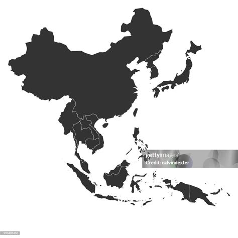 Map Of Asia Black And White