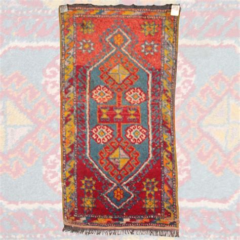 Curated Antique Handmade Rug 1x3 Ft Vintage Wool Turkish Accent