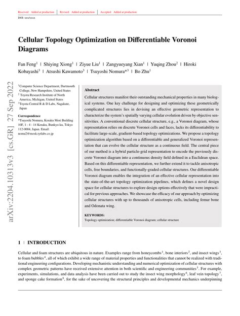Pdf Cellular Topology Optimization On Differentiable Voronoi Diagrams