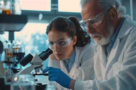 Premium Photo Scientists Analyzing Samples Under Microscopes With Ai