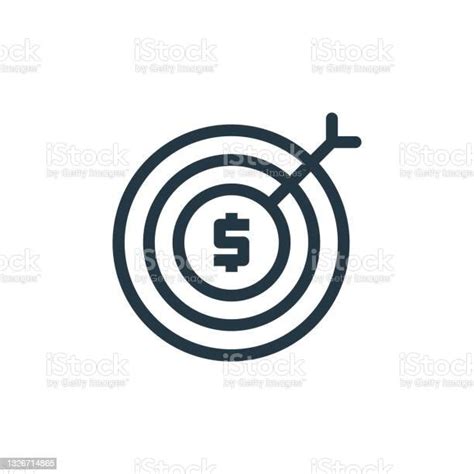 비즈니스 및 머니 컨셉의 목표 아이콘 벡터 골 편집 가능한 스트로크의 얇은 선 그림입니다 웹 및 모바일 앱 로고 인쇄 미디어에 사용하기 위한 목표 선형 기호