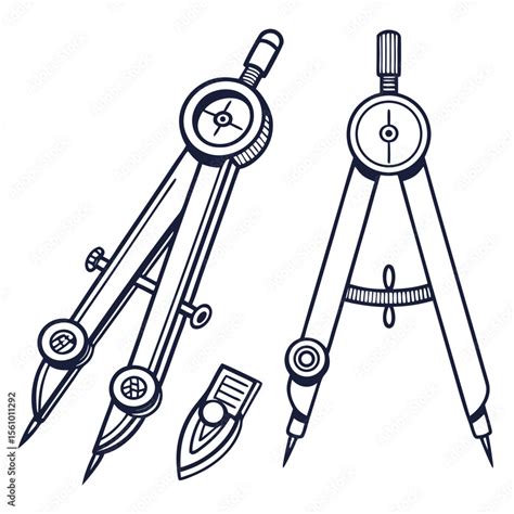 Drawing Compasses And A Cutter Tool Drafting Tool Geometry Stock Vector