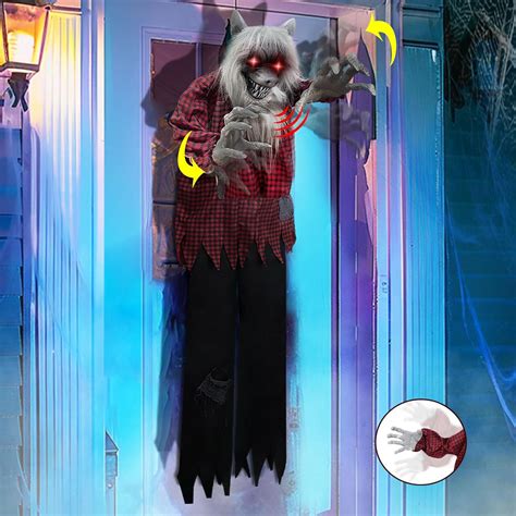 Motion And Howling Plaid Clad Werewolf Animatronic Halloween