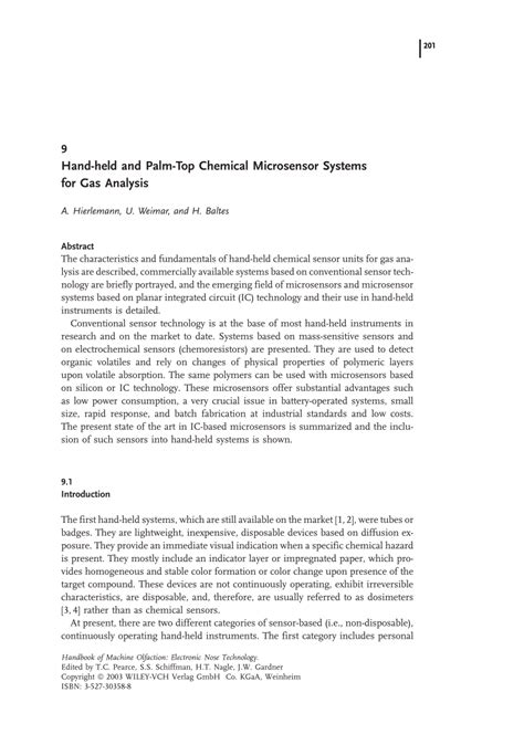 Pdf Hand‐held And Palm‐top Chemical Microsensor Systems For Gas Analysis
