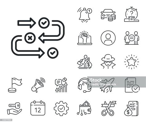 Survey Progress Line Icon Algorithm Sign Salaryman Gender Equality And