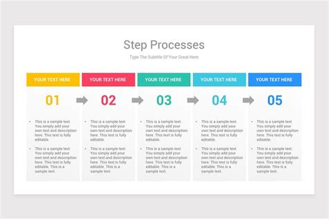 Steps Process With Text Boxes PowerPoint Diagrams Powerpoint Text Shape Design