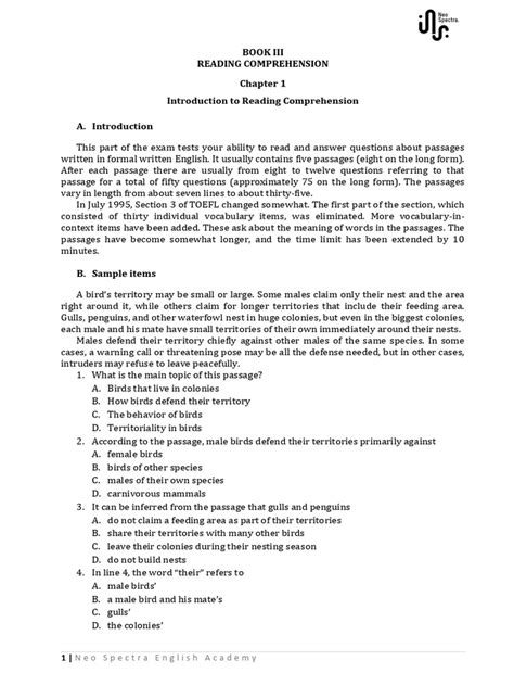 Handbook Of Toefl Pbt Preparation Book Iii Reading Comprehension Pdf Grammatical Number