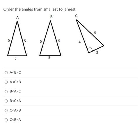 solved order the angles from smallest to largest a