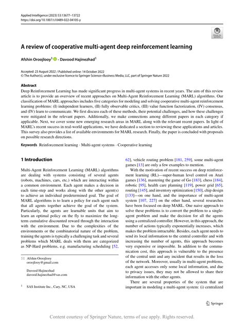 A Review Of Cooperative Multi Agent Deep Reinforcement Learning