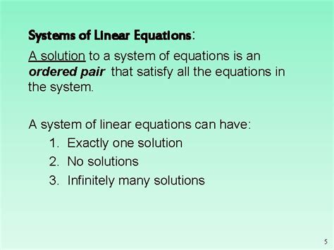 Linear Systems Of Equations Systems Of Linear Equations