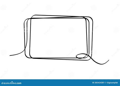 Rectangle Simple Vector Hand Draw Sketch Black Vector Line Art Continous Frame Cartoondealer