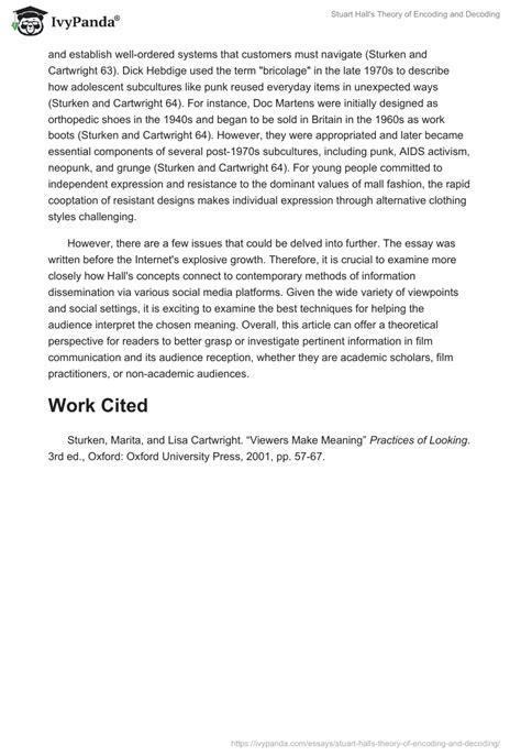 stuart hall s theory of encoding and decoding 584 words essay example