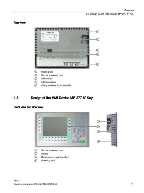 siemens hmi mp 277 operating instructions