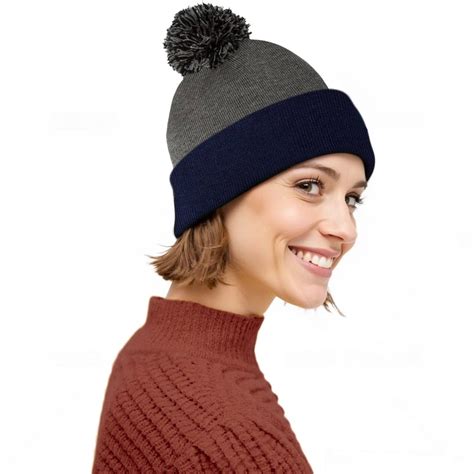 Couver Unisex 12 Inch Knit Acrylic Warm Winter Beanie Hat With Pom Pom