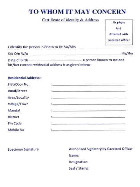 Identity Form Pdf