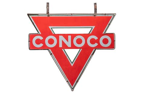 Conoco Porcelain Sign Double Sided Metal Frame And Brackets