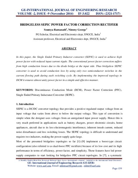Pdf Bridgeless Sepic Power Factor Correction Rectifier