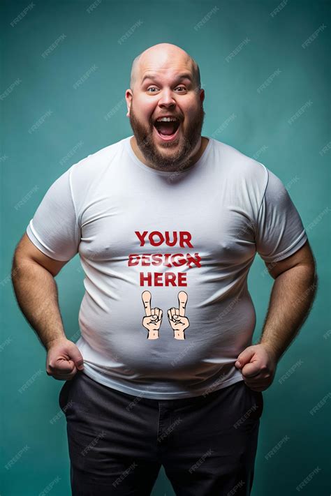 Canadian Endomorph Fatty Gym Guy With White T Shirt Mockup Premium Ai