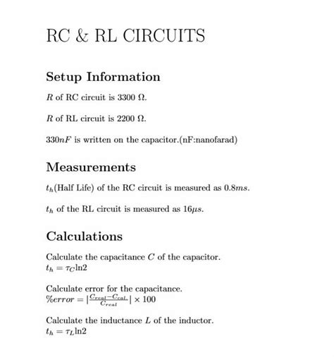 Solved Physics Lab Experiment RC And RL Circuits There Chegg Com