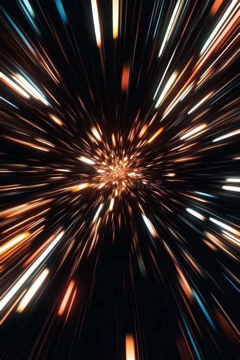 Futuristic Light Warp Long Exposure Glow Radial Motion Blur Stock
