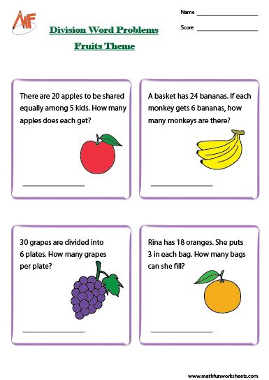 Division Word Problems Worksheets Math Fun Worksheets