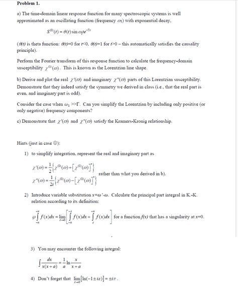 Solved A The Time Domain Linear Response Function For Many