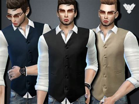 Pinkzombiecupcakes Tuxedo Shirt With Vest Sims 4 Cc Male Clothing