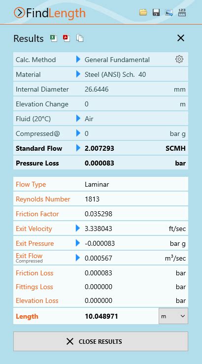 Pipe Length Calculation Gas