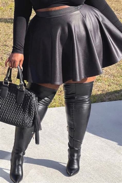 Wholesale Black Casual Solid Basic Plus Size High Waist Skirt K79727 1