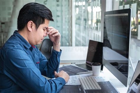 stressed tired out of work development programmer working in