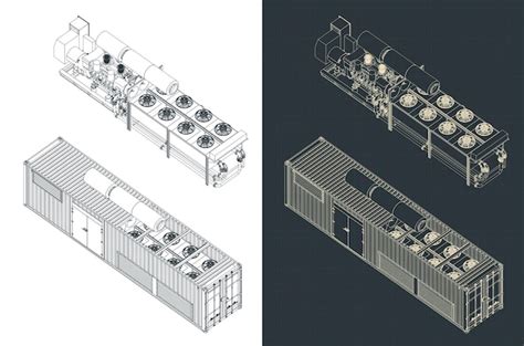 Premium Vector Container Type Generator Structure Blueprint