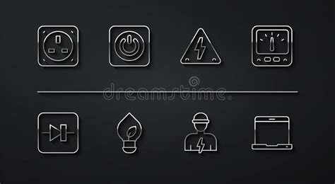 Set Line Electrical Outlet Diode In Electronic Circuit Ampere Meter Multimeter Electrician
