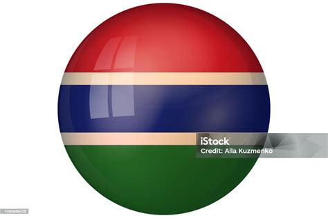 감비아의 국기입니다 공식 색상의 감비아 국가 상징 템플릿 아이콘입니다 추상 벡터 배경입니다 둥근 유리 라이트 볼 3d 큰 거품 구체 0명에 대한 스톡 벡터 아트 및 기타