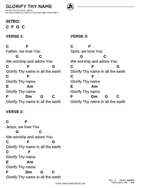 3 Glorify Thy Name Chords Pdf