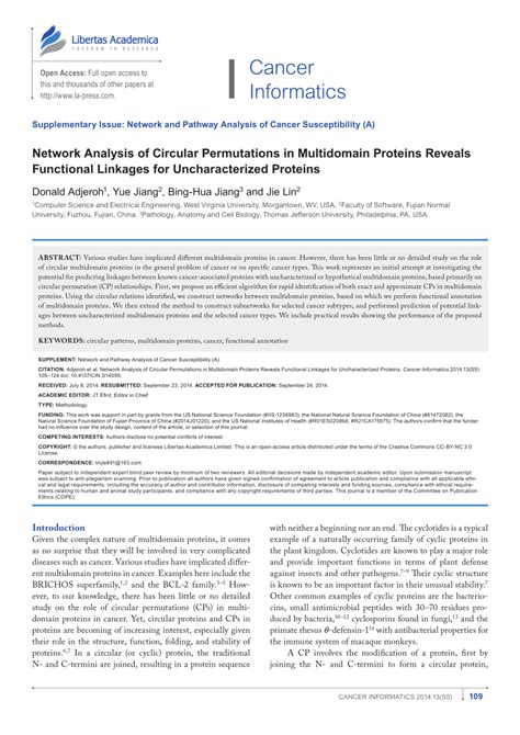 Pdf Network Analysis Of Circular Permutations In Multidomain Proteins Reveals Functional