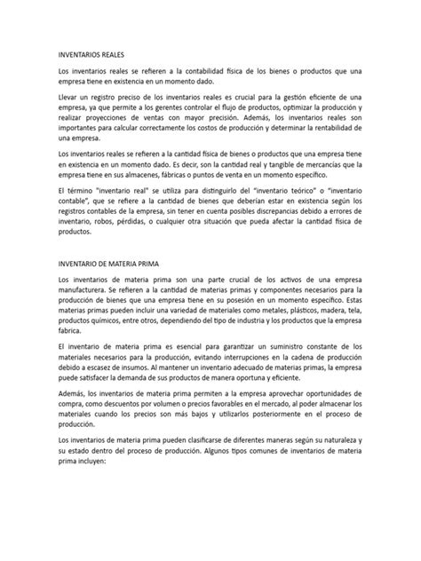 Tipos De Inventarios Yav Pdf Business Materia Prima