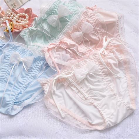 4pcs Teen Girls Satin Underwear Cute Knickers Cheeky Frilly Panty