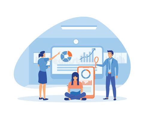 data analysis homepage or header decorated people character for website