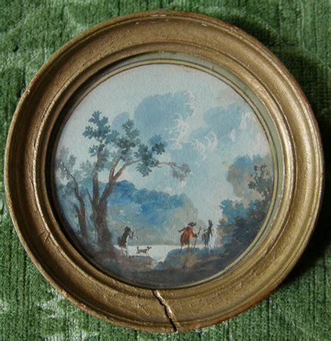Proantic Set Of Five 18th Century Circular Landscape Old Master Drawi