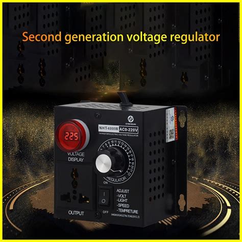 AC 220V 4000W Compact Variable Voltage Controller Portable Speed Temperature Light Voltage Ad