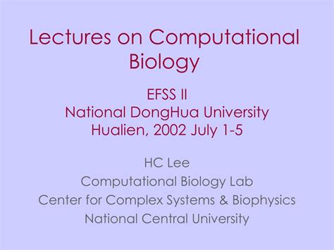 Ppt Lectures On Computational Biology Powerpoint Presentation Free Download Id3683544